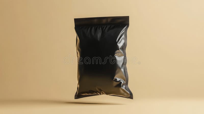 Black Plastic Packaging Mockup on Beige Background Stock Illustration ...