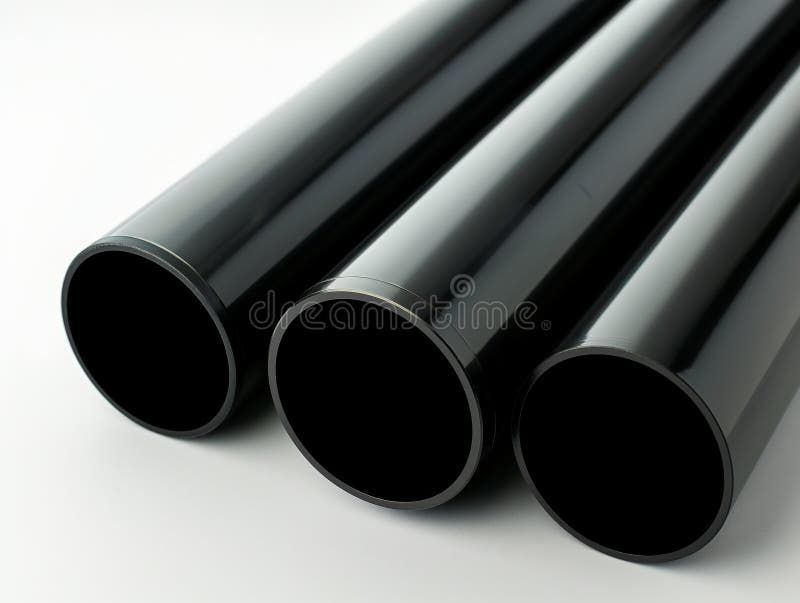 Black Plastic Pipes on White Background Stock Image - Image of plumbing ...