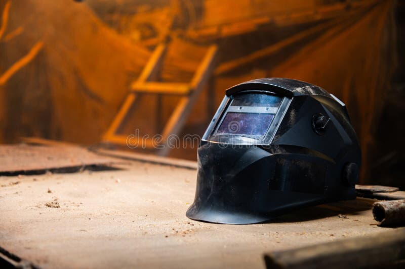 Black Plastic Protective Welder Mask Against Garage or Workshop ...
