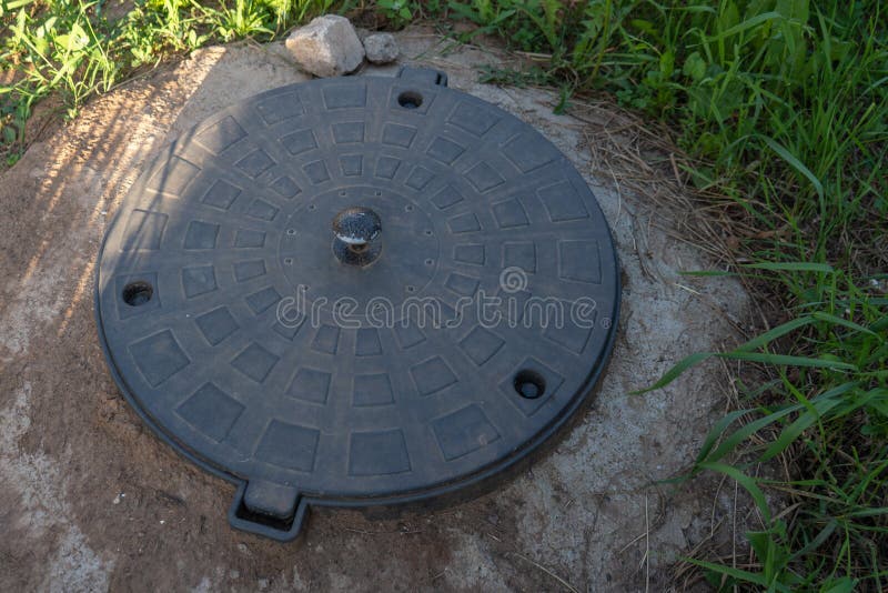 Black Plastic Septic Tank Manhole Stock Image - Image of maintenance ...