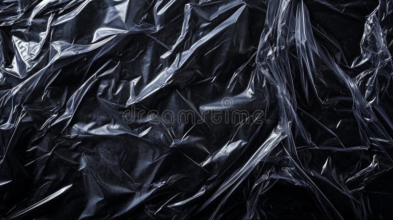 Black Plastic Sheet Textures with Crumples and Reflections Captured in ...