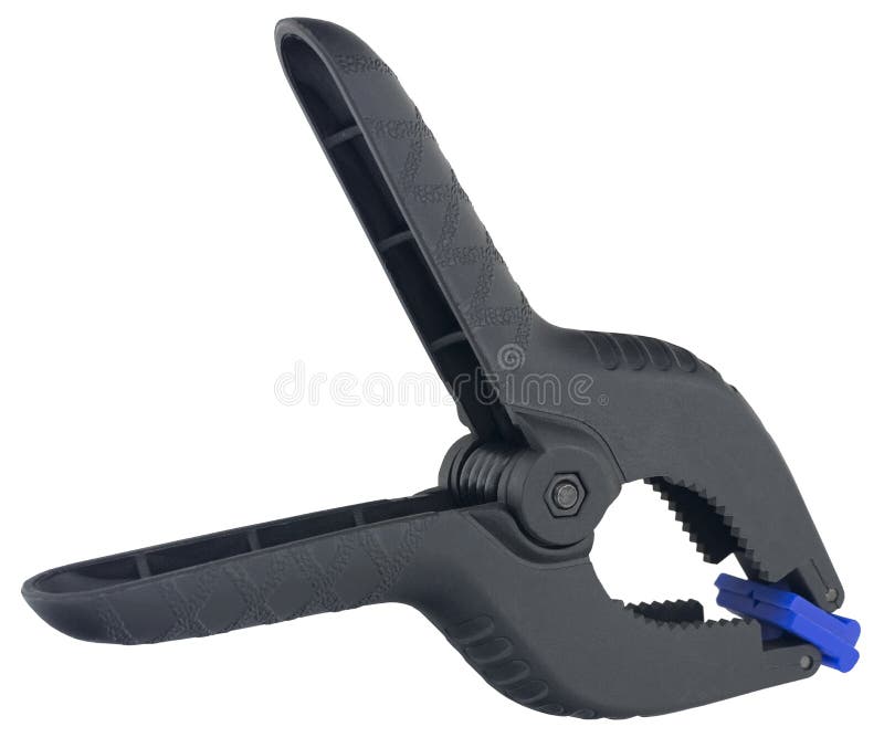 Black Plastic Spring Clamp Isolated on White Stock Image - Image of ...