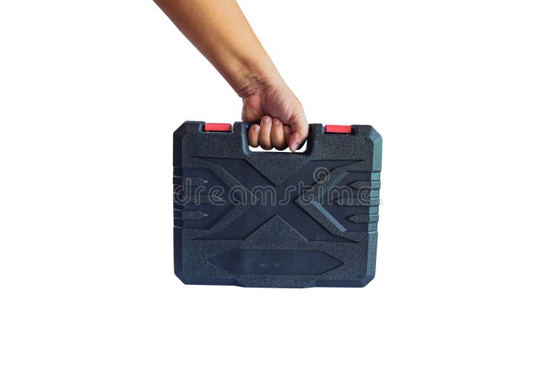 Black Plastic Tool Box Case with Handle and Object Work Stock Image ...