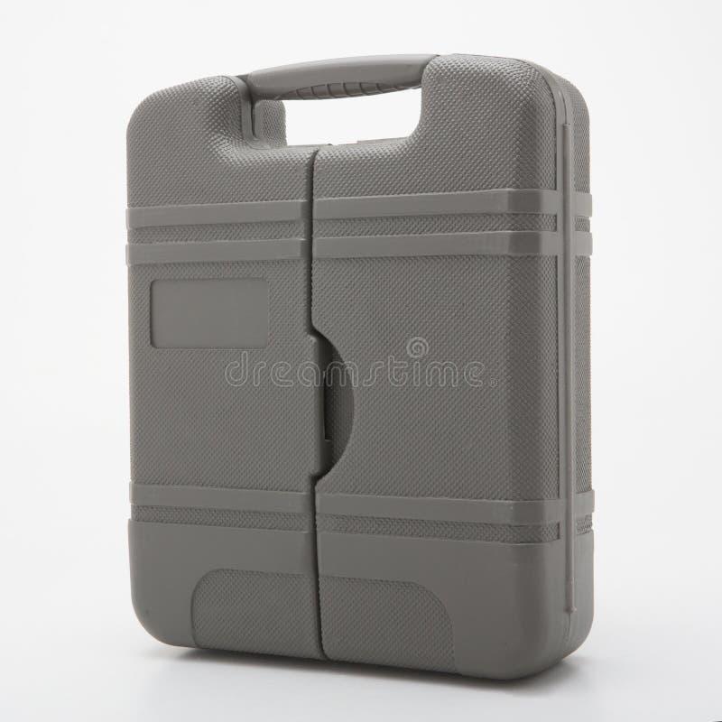 Black Plastic Tool Box with Red Handle Over White Stock Image - Image ...