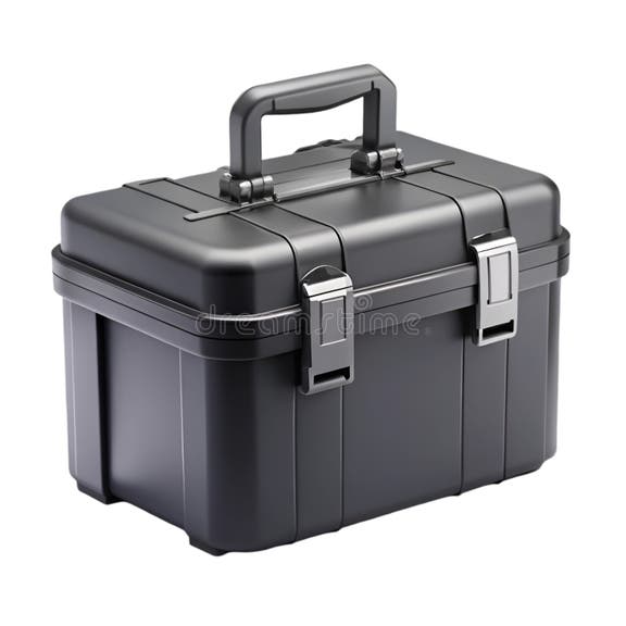 Black Plastic Toolkit Box with Handle and Clasps Isolated Stock ...