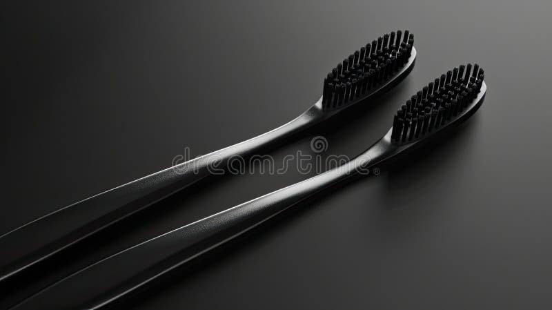 Black Plastic Toothbrushes Set Against a Backdrop of Light White and ...