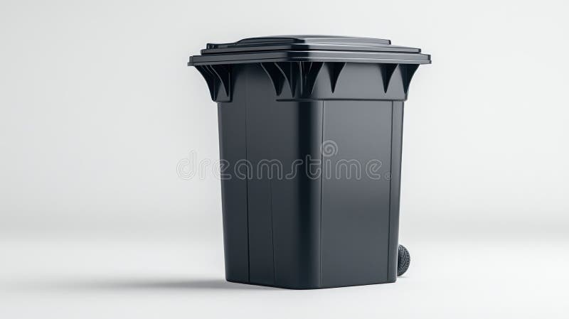 Black Plastic Waste Bin on a Plain White Background Stock Illustration ...