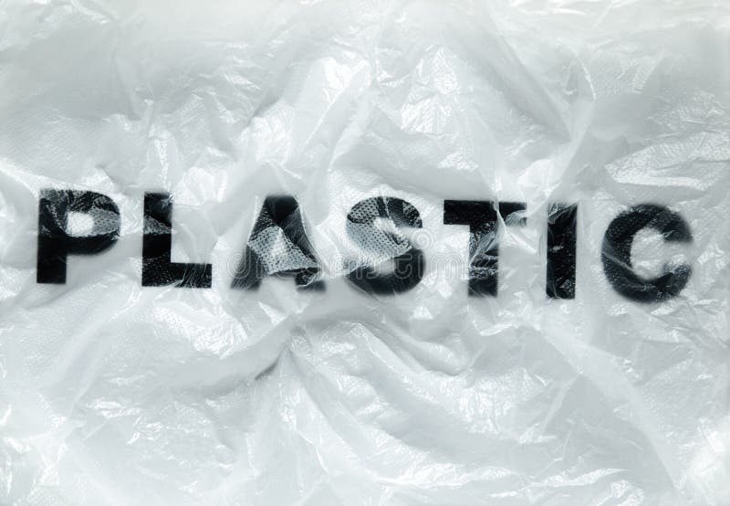 Black Plastic Word on Transparent White Disposable Plastic Bag ...
