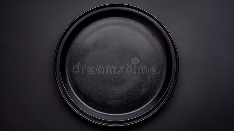 A Black Plate on a Dark Surface with No Other Objects, AI Stock Image ...