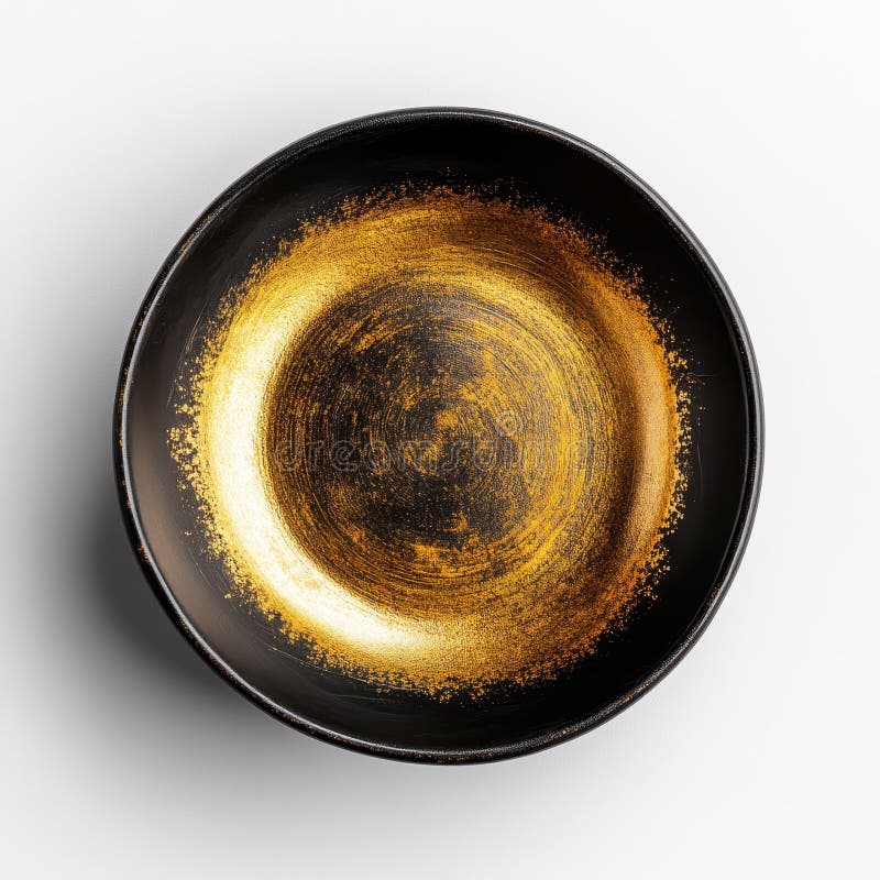 A Black Plate Featuring an Intricate Gold Design, Showcasing Elegance ...