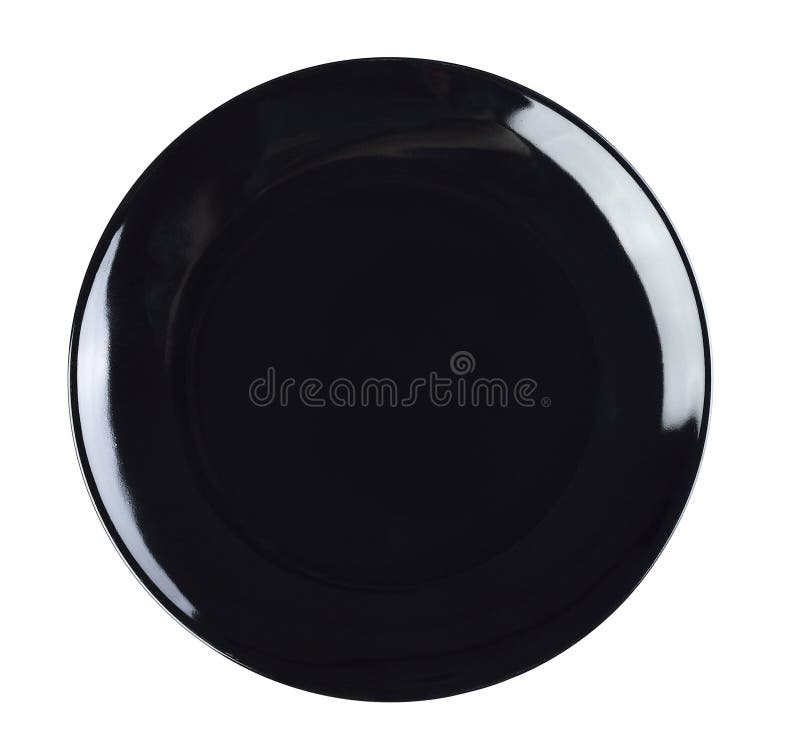 Empty Black Plate on White Background Stock Image - Image of dish ...