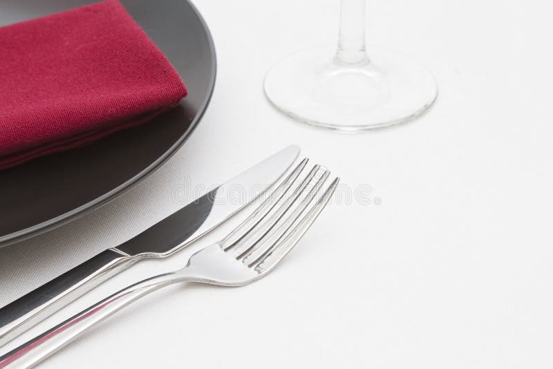 Black plate place setting stock photo. Image of porcelain - 30409968