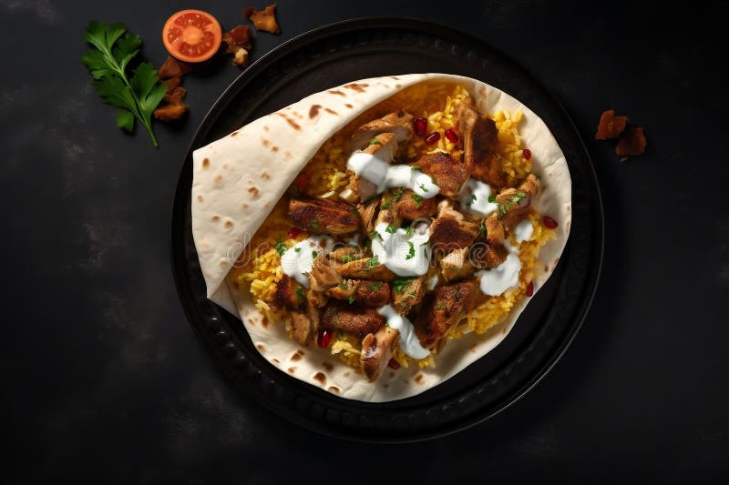 Black Plate Shawarma, Top View Mockup. Generative AI Stock Illustration ...