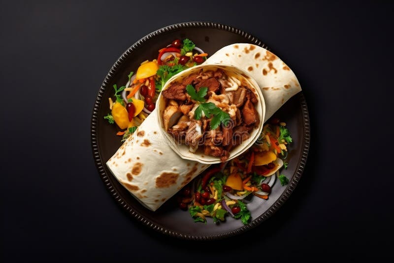 Black Plate Shawarma, Top View Mockup. Generative AI Stock Illustration ...
