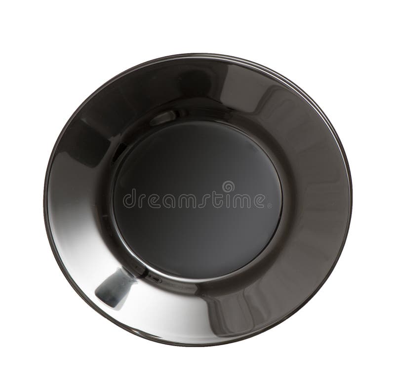 Black Plate on White Background Top View Stock Image - Image of healthy ...