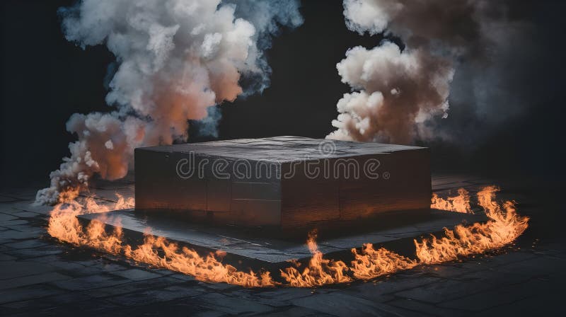 Black Platform on Fire with Smoke Stock Illustration - Illustration of ...