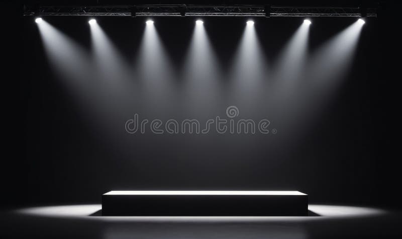 A Black Platform with a Spotlight Shining on it, Ready for an Event ...