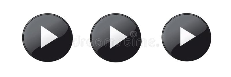 Black Play Button Icons - Set of Three Stock Illustration ...