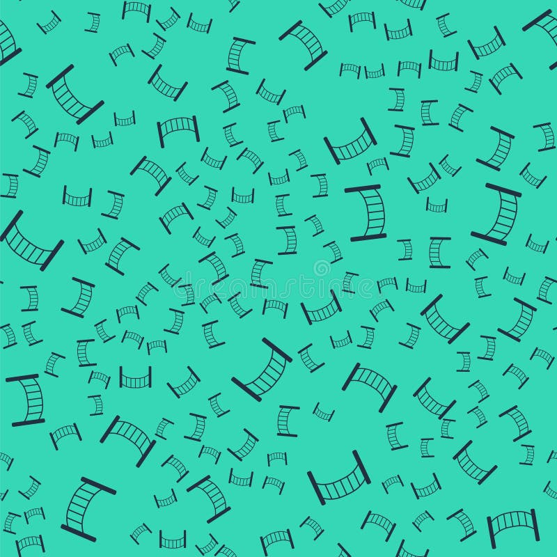 Black Playground Kids Bridge Icon Isolated Seamless Pattern on Green ...