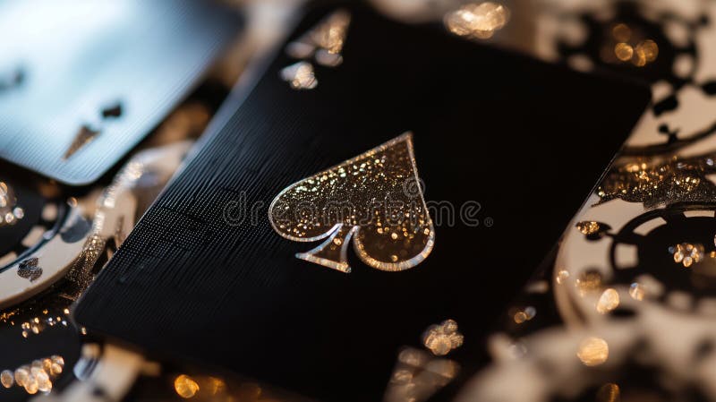 A Black Playing Ace Card with Silver Letters Stock Photo - Image of ...