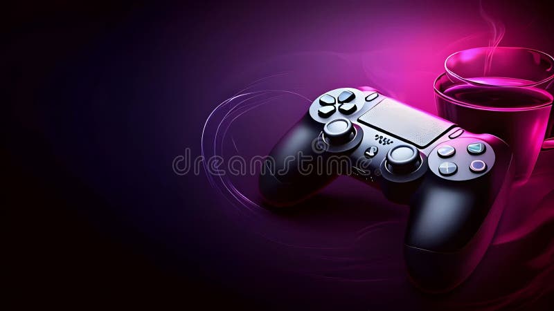 A Black Playstation Controller is on a Purple Background Stock Video ...