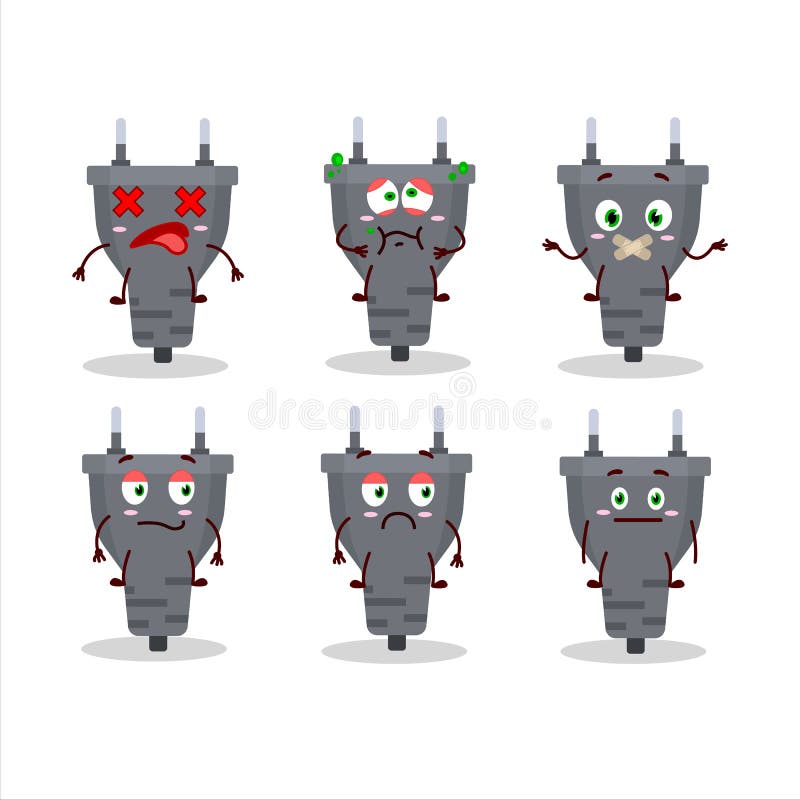 Black Plug Cartoon Character with Nope Expression Stock Vector ...
