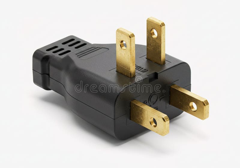 A Black Plug with Gold Prongs AI Generated Stock Illustration ...