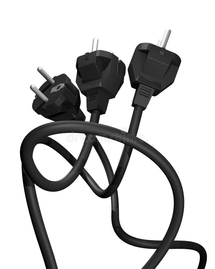 Two Prong Plug, Cord And Electrical Power Outlet Stock Illustration ...