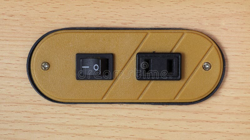 Black Plug Socket on Brown Wood Background Stock Image - Image of plug ...