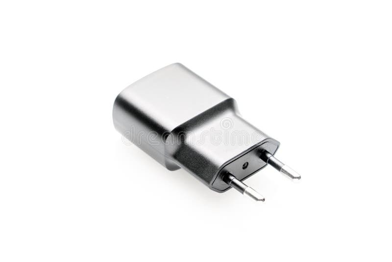 Black Plug of the USB Adapter on a White Background Stock Photo - Image ...