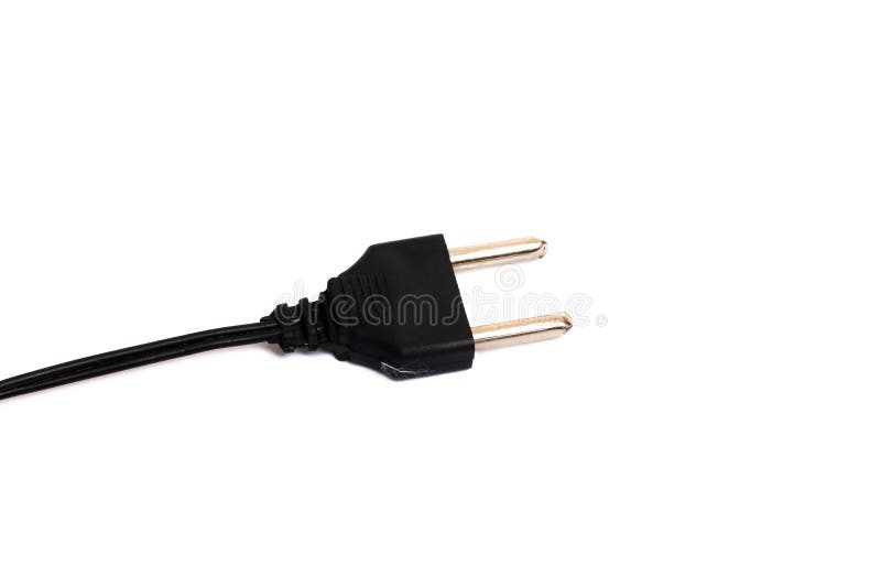 Black Plug and Wire Isolated on White Background Stock Photo - Image of ...