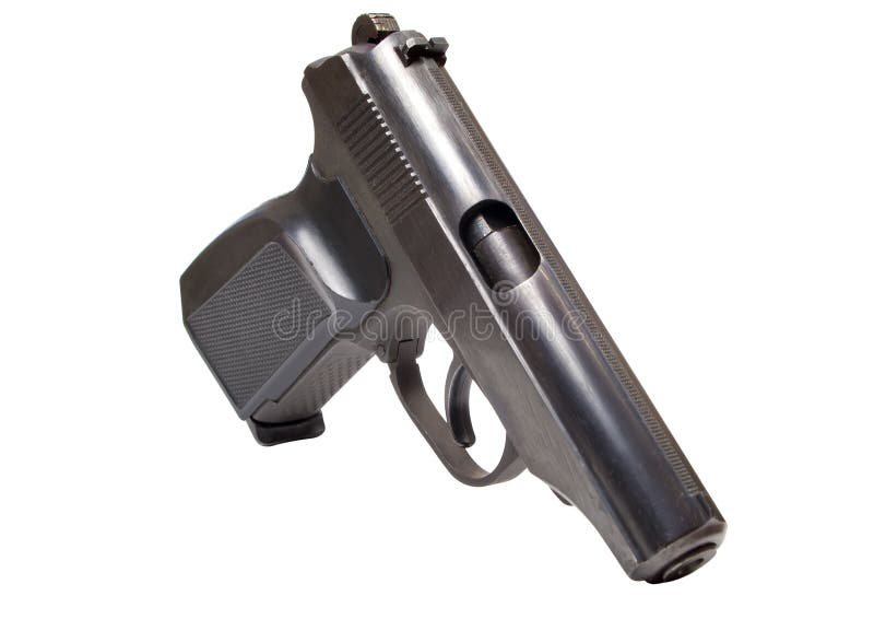 Black Pneumatic Gun Side View Isolated on White Background Stock Image ...