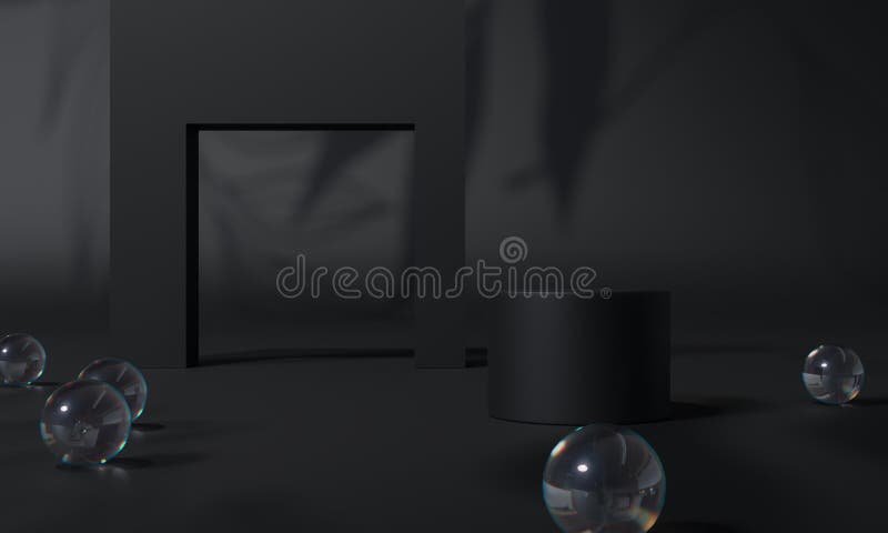 Black Podium and Black Background Stand or Podium Advertising Display ...