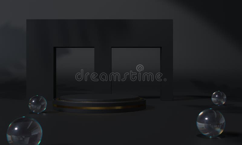 Black Podium and Black Background Stand or Podium Advertising Display ...