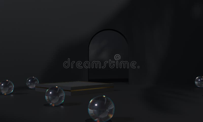 Black Podium and Black Background Stand or Podium Advertising Display ...