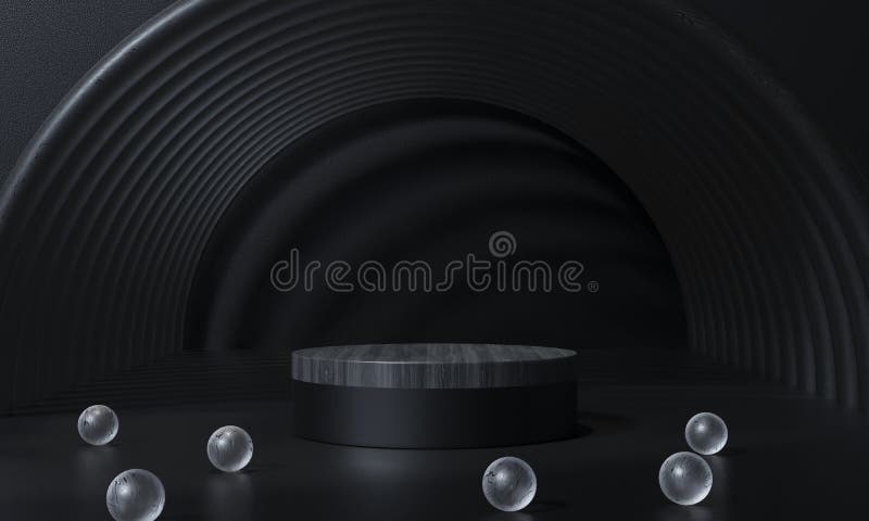 Black Podium and Black Background Stand or Podium Advertising Display ...