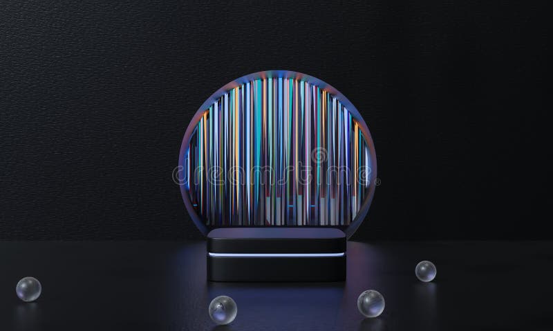 Black Podium and Black Background Stand or Podium Advertising Display ...