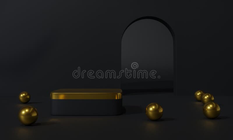 Black Podium and Black Background Stand or Podium Pedestal on ...
