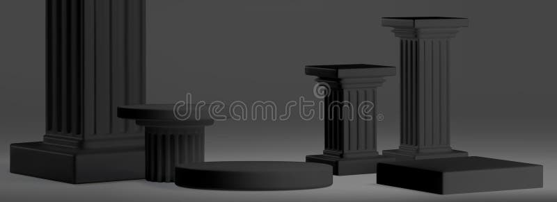 Black podium column set stock vector. Illustration of dark - 380382340