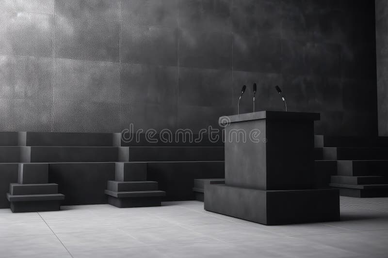 Black Podium, Podium for Performances in an Empty Room. Generative AI ...