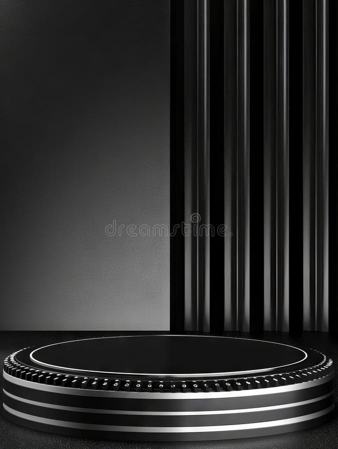 A Black Podium with a Silver Ring on it Stock Image - Image of podium ...