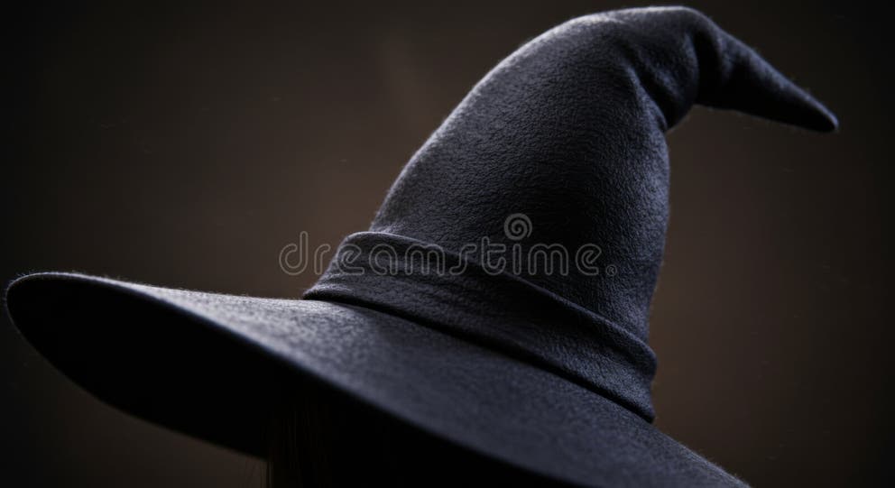 Black Pointed Witch Hat with Water Drops Stock Illustration ...