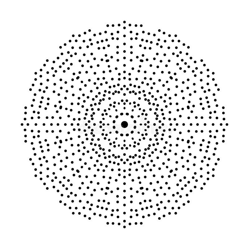 Black Polka Doted Mandala Vector on White Background Illustrations ...