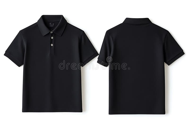 Black Polo Shirt, Front and Back View. (1 Stock Illustration ...