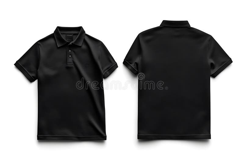 Black Polo Shirt, Front and Back View. (2 Stock Illustration ...