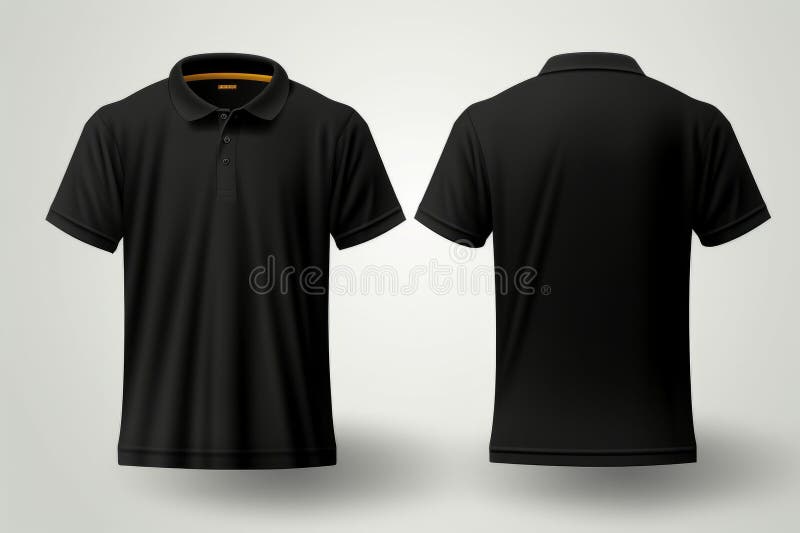 Black Polo Shirt Mockup, Front and Back View Stock Illustration ...