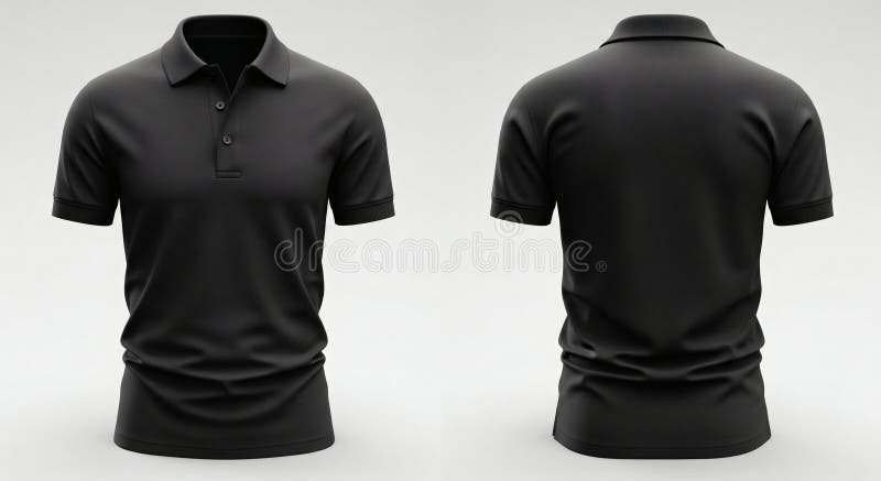 Black Polo Shirt Mockup - Front and Back View Stock Illustration ...