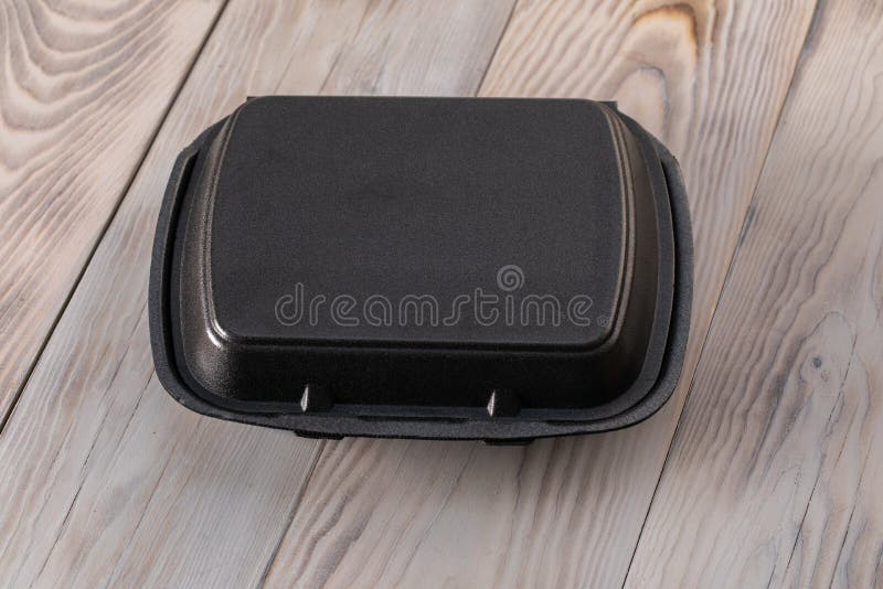 Black Polystyrene Foam Container, Box with Lid Stock Image - Image of ...