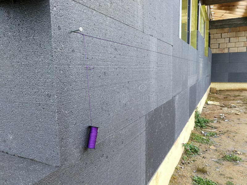 Black Polystyrene Foamboard on the House Wall Stock Photo - Image of ...