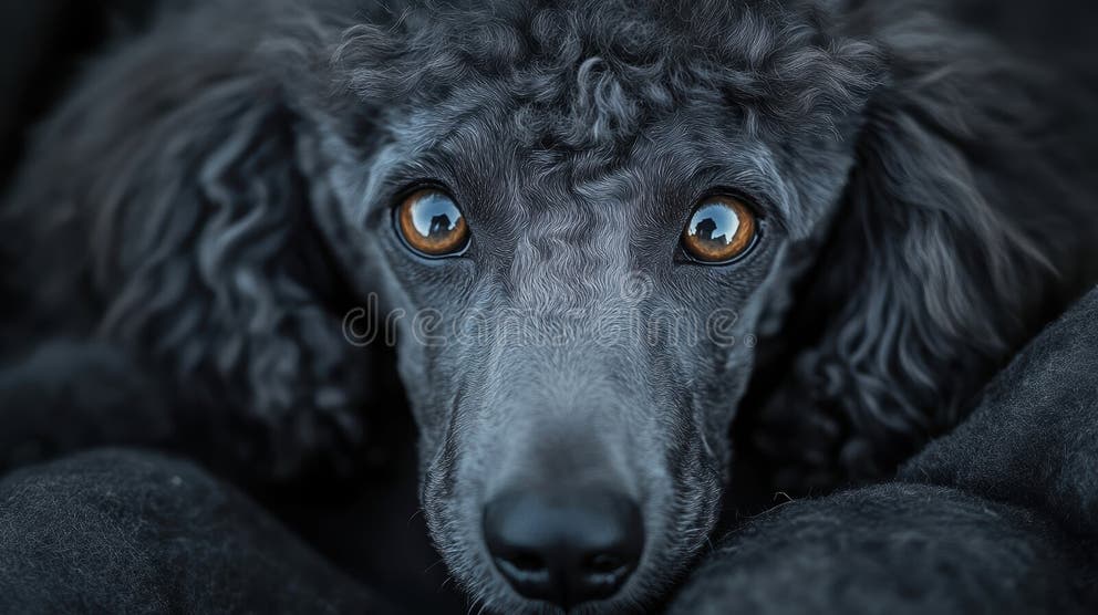 A Black Poodle with a Big Blue Eye Stock Illustration - Illustration of ...